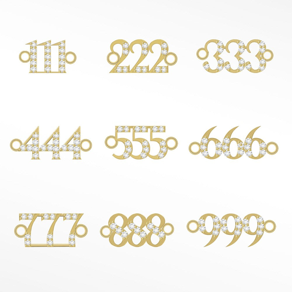 Angel Numbers 6mm Diamond 14k Yellow Gold Connectors for Permanent Jew ...
